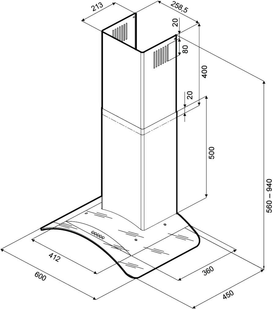 Купить Krona Sabrina Push Button 600 black/glass в Минске - фото, цены ...